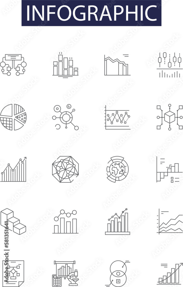 Infographic line vector icons and signs. Visual, Diagram, Illustration ...
