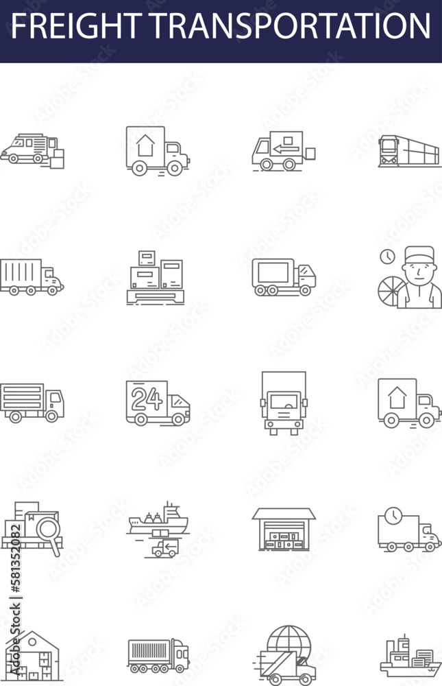 Vetor de Freight transportation line vector icons and signs ...