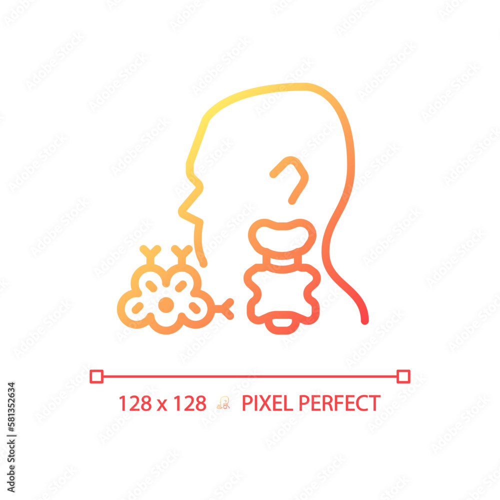 Thyroid cancer pixel perfect gradient linear vector icon. Gland ...