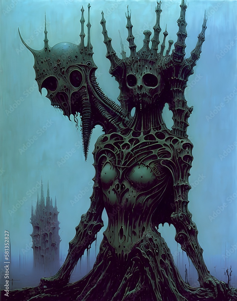 Monstrous creature with two heads. Dark fantasy art. Generative AI ...
