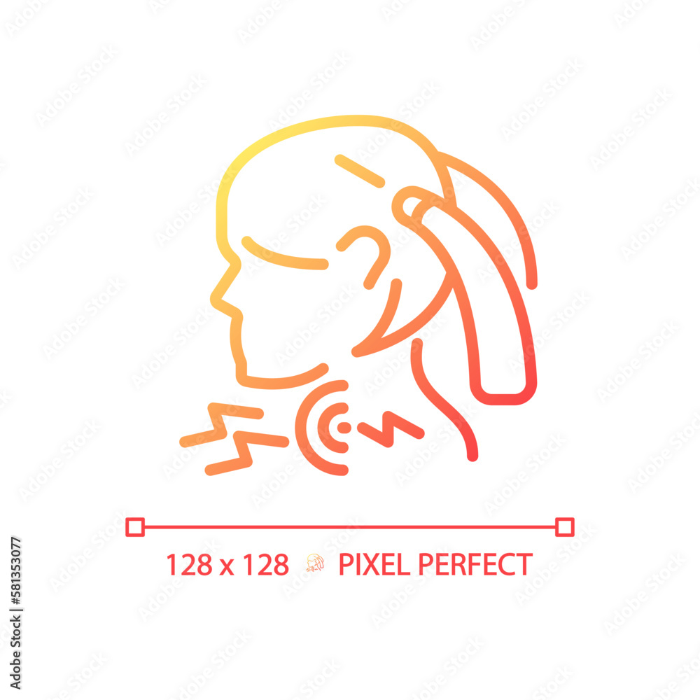 Croup pixel perfect gradient linear vector icon. Dangerous children ...