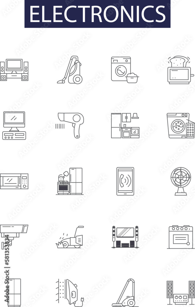 Electronics line vector icons and signs. Electronics engineering ...