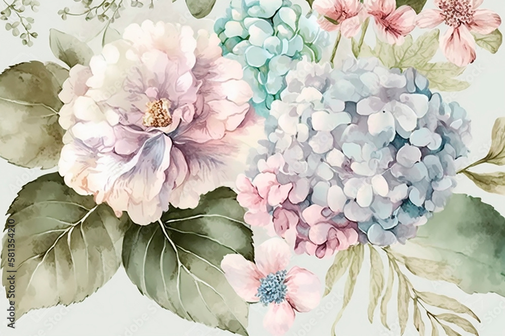 Pattern of spring and summer colors in pastel palette on light ...