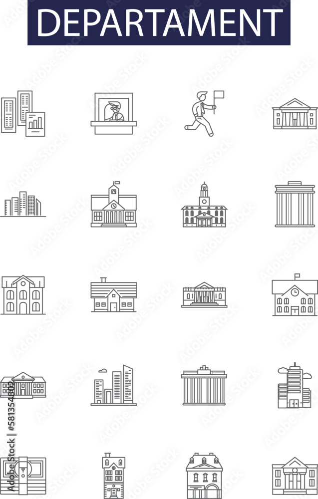 Departament line vector icons and signs. Division, Bureau, Wing, Region ...