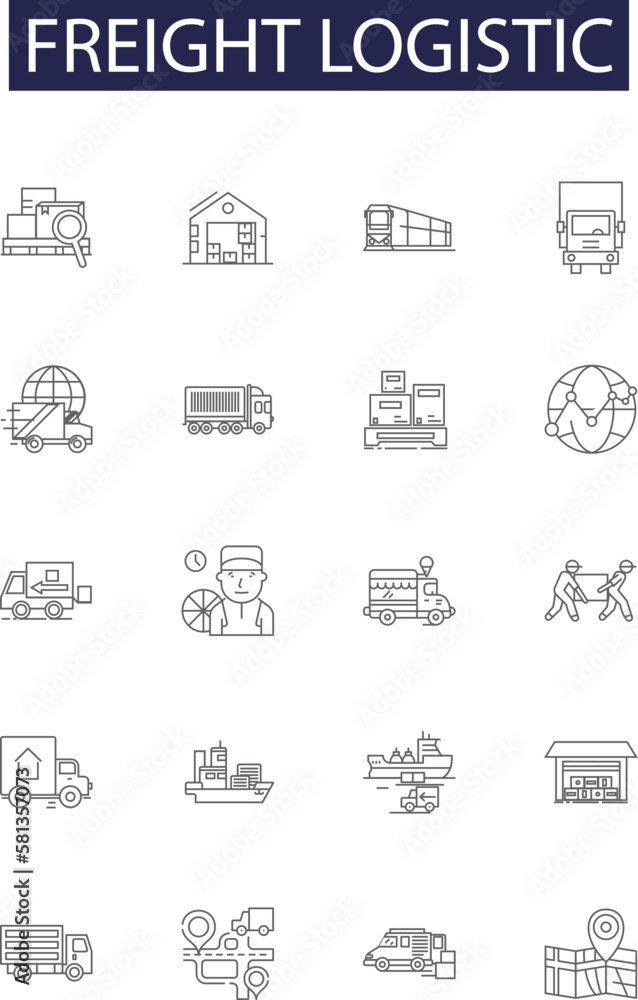 Freight logistic line vector icons and signs. Logistic, Transport ...