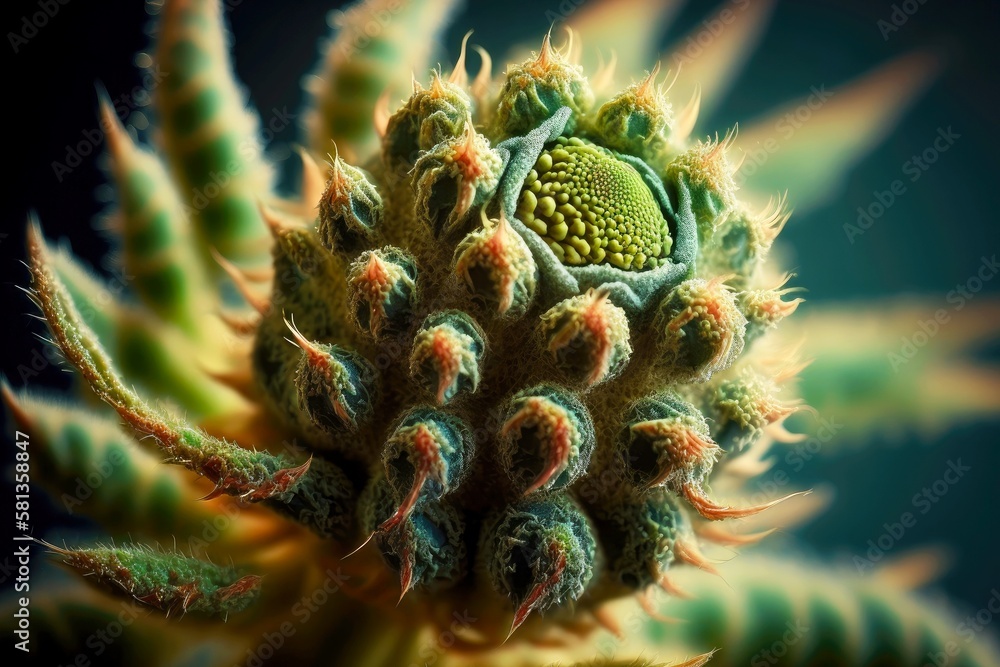 cannabis bud blossom closeup, created with generative ai Stock ...