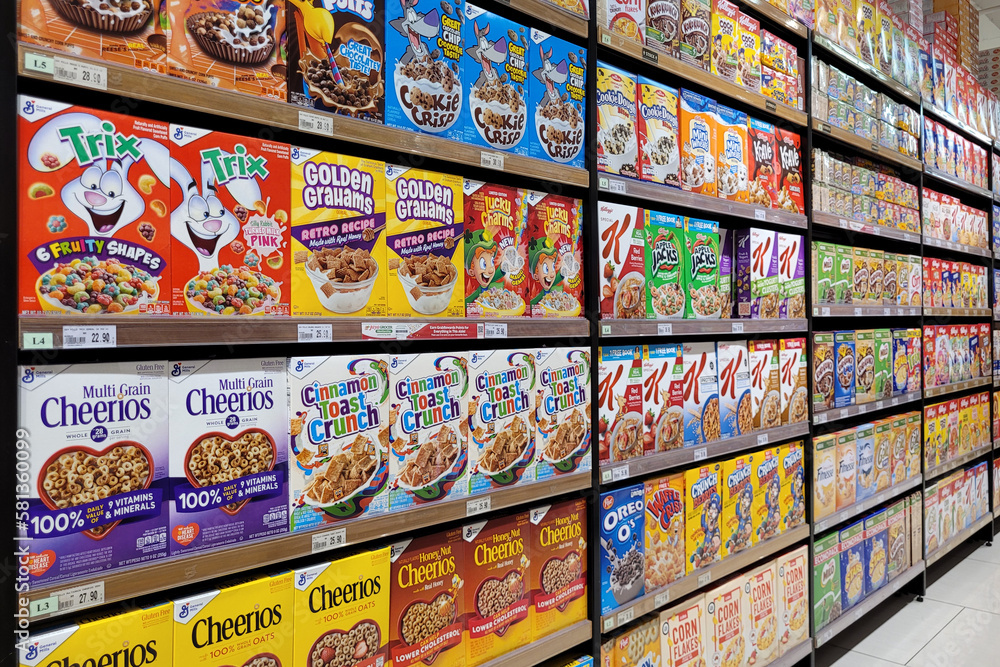 Kuala Lumpur, Malaysia - 12 Mar 2023: Various choice of flavoured ...