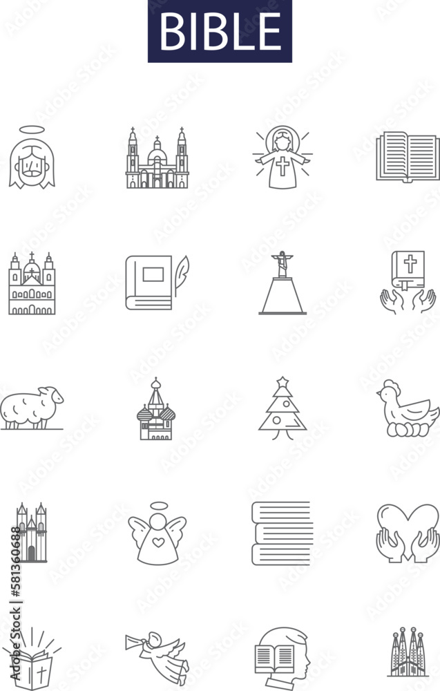 Bible line vector icons and signs. Jesus, Christianity, Scripture, Holy ...