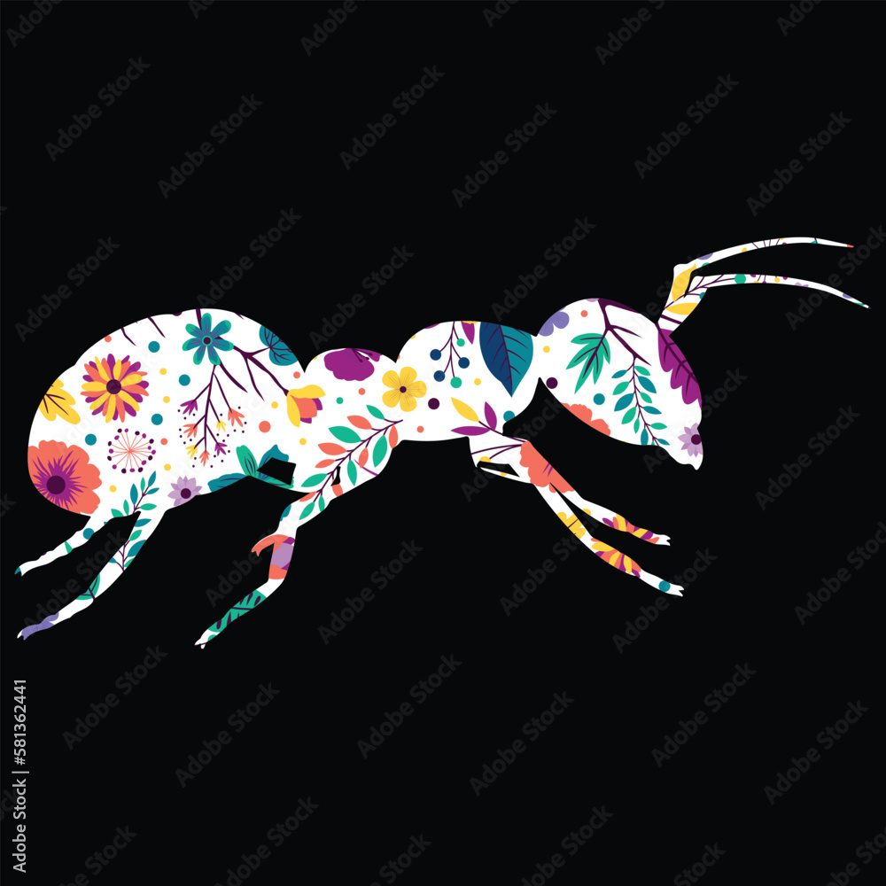 Vetor de Ants Vector, Ants Flower Pattern vector, cute Ants Flower Vector, Cute Ants Flower ...