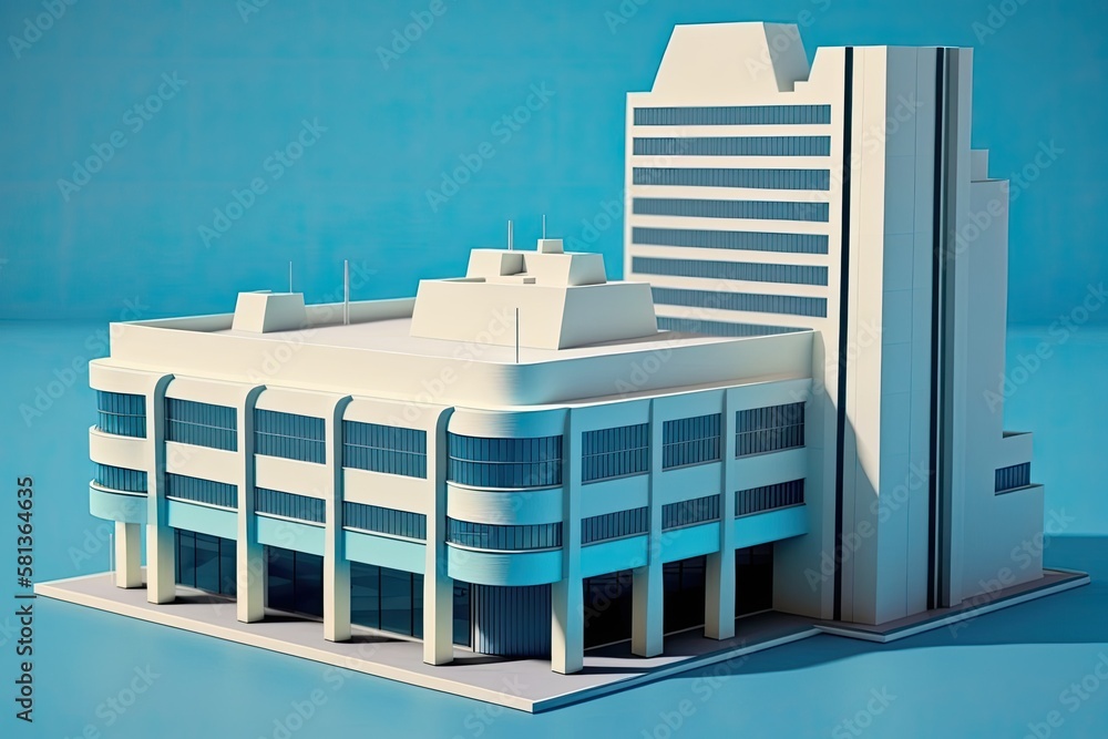 modern city mall. Model of a high rise single shopping mall in ...