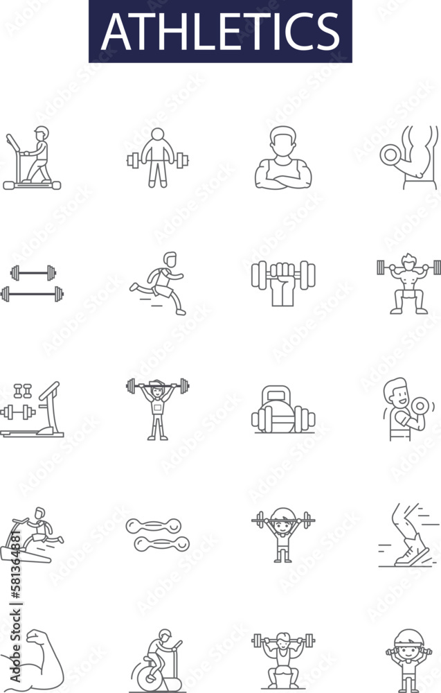 Athletics line vector icons and signs. Jumping, Sprinting, Throwing ...