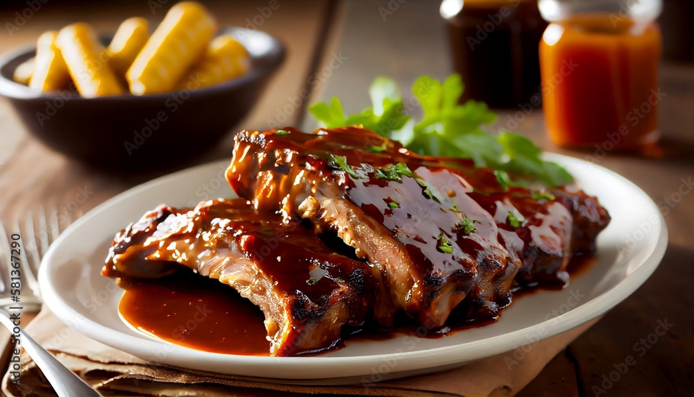 The Delicious BBQ Ribs: A Meaty Plate Slathered in Savory Barbecue ...