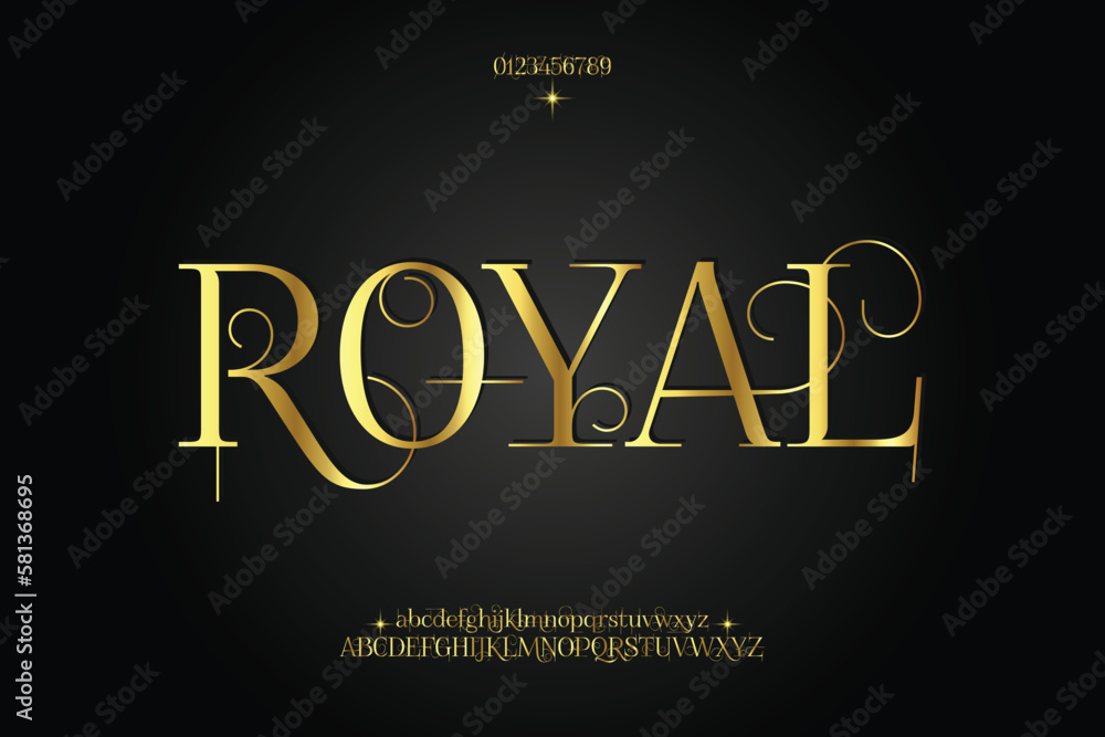 Royal elegant golden alphabet letters font set. Classic Custom gold ...