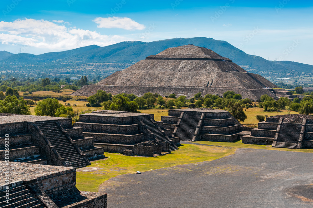 View of the pyramids of Teotihuacan, ancient city in Mexico, located in ...