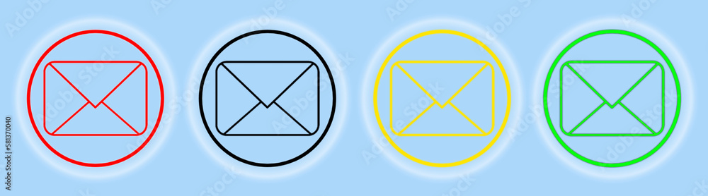 Multicolored Set of message icons. Envelope, envelope, letter symbol ...