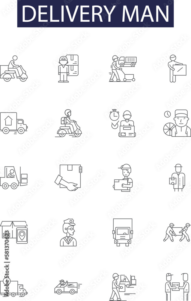 Delivery man line vector icons and signs. Deliverer, Carrier, Messenger ...