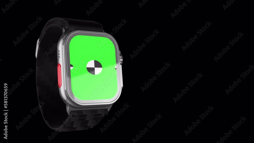 3D rendered smartwatch with green screen for mockup. Background with ...