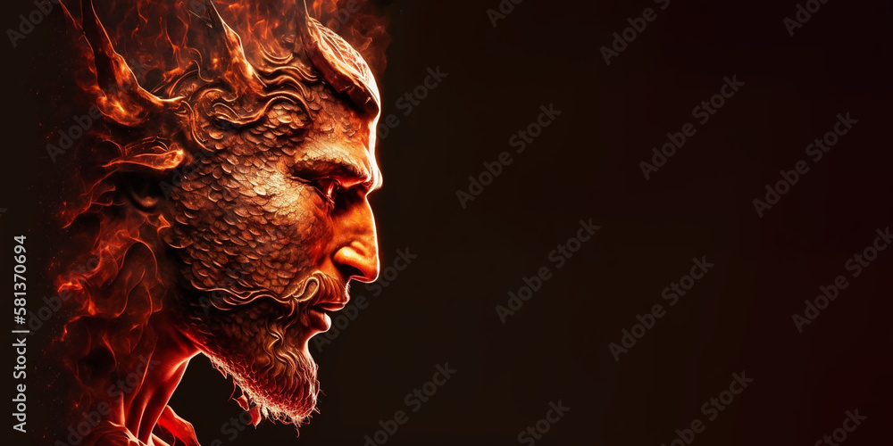 Lucifer the devil face side profile with copy space created with ...