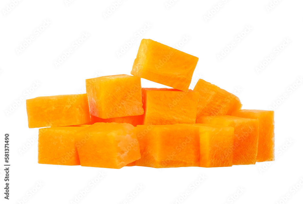 Cube sliced Carrot isolated on transparent background, PNG image Stock ...