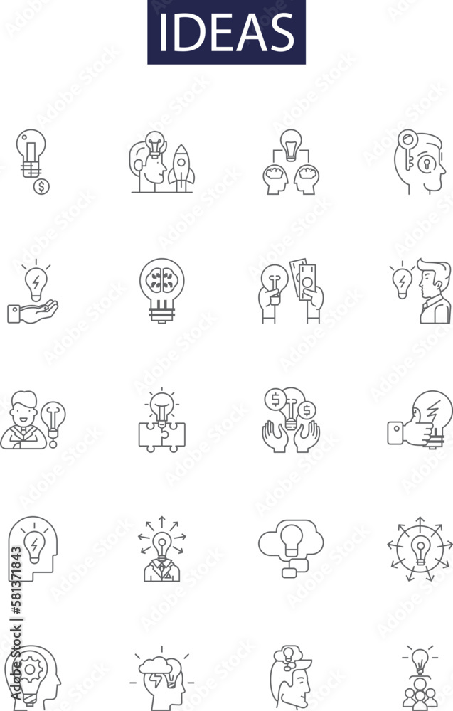 Vetor de Ideas line vector icons and signs. Thoughts, Notions ...
