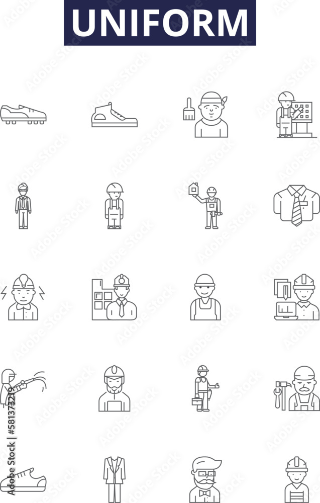 Uniform line vector icons and signs. Garb, Suit, Attire, Dress-Code ...