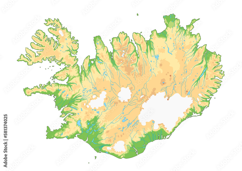 Highly detailed Iceland physical map. Stock Vector | Adobe Stock Highly detailed Iceland physical map. Stock Vector | Adobe Stock