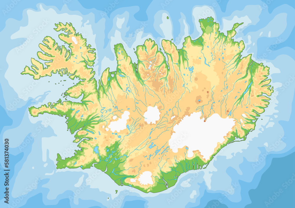 Highly detailed Iceland physical map. Stock Vector | Adobe Stock Highly detailed Iceland physical map. Stock Vector | Adobe Stock
