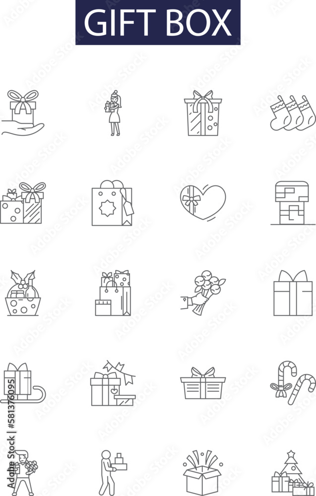 Gift box line vector icons and signs. Presentbox, Packaging, Wrapbox ...