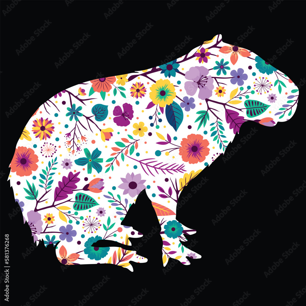 Vetor de Capybaras Vector, Capybaras Flower Pattern vector, cute Capybaras Flower Vector, Cute ...