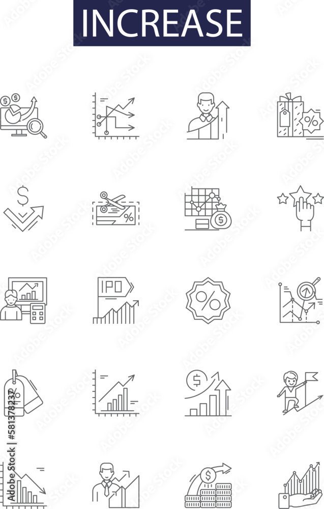 Increase line vector icons and signs. Accelerate, Amplify, Expand ...