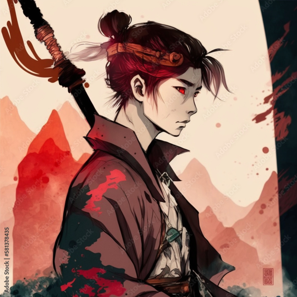 Takano anime style ink portrait a tradi made with generative ai ...