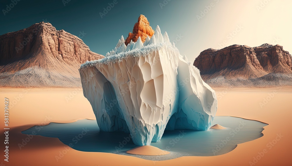 Tip of the iceberg, a surrealistic generative ai Stock Illustration ...
