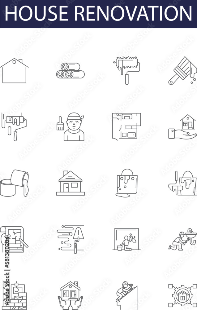 House renovation line vector icons and signs. House, Remodel, Refurbish ...