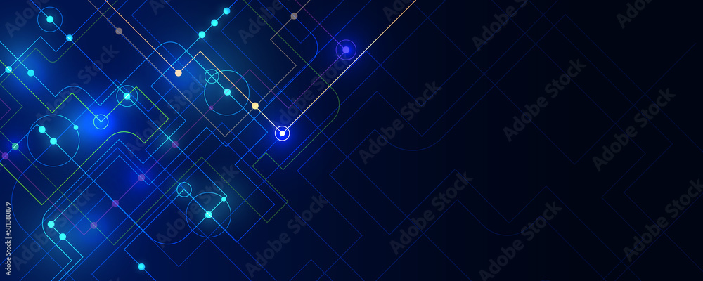 The technology background image has stripes on a dark blue background ...