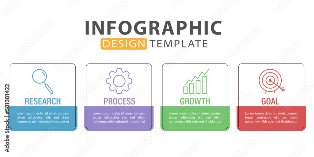 Infographic template. 4 Step timeline journey, Flat simple infographics ...