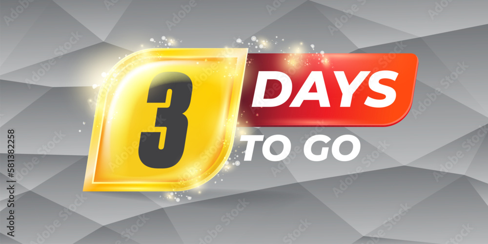 Three days to go countdown horizontal banner design template. 3 days to ...