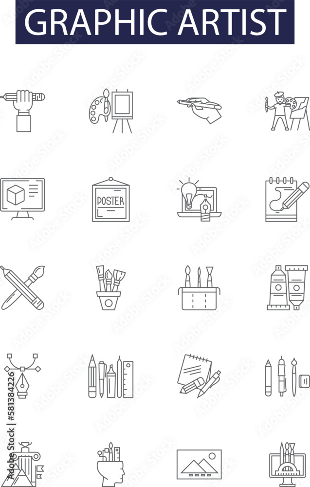 Graphic artist line vector icons and signs. Artist, Design, Art ...