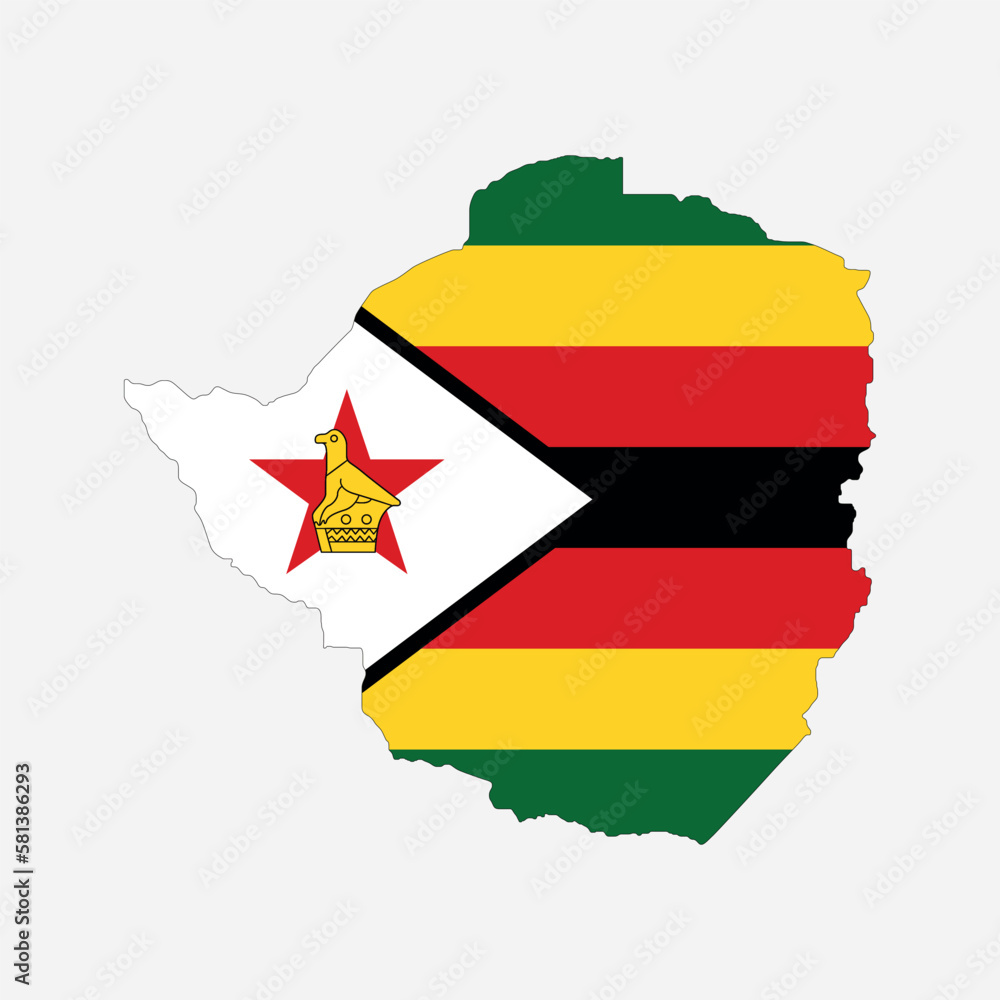 Map and flag of Zimbabwe - Africa outline graphic element Illustration template design Stock ...