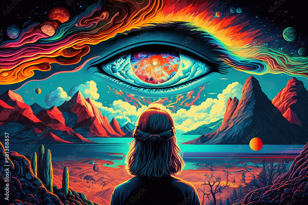 LSD hippie culture concept, woman in nature, sixties, trip Stock ...