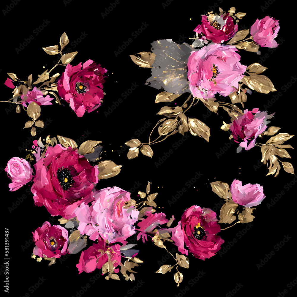 Sparkling flower arrangement, Glitter oil painting bouquet of flowers ...