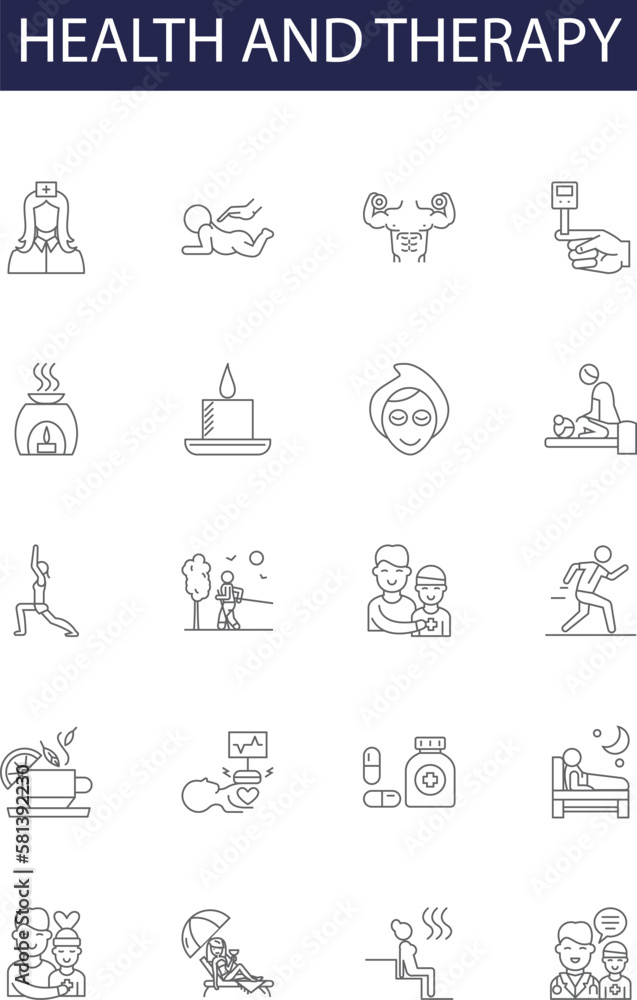 Health and therapy line vector icons and signs. Therapy, Medicine ...