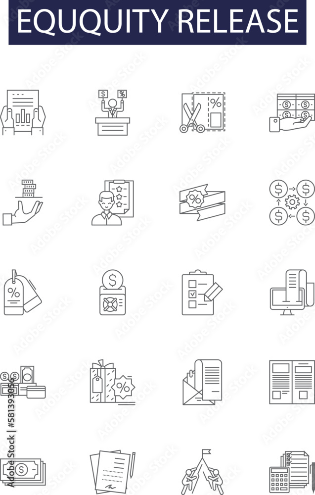 Eququity release line vector icons and signs. Release, Mortgage, Loan ...
