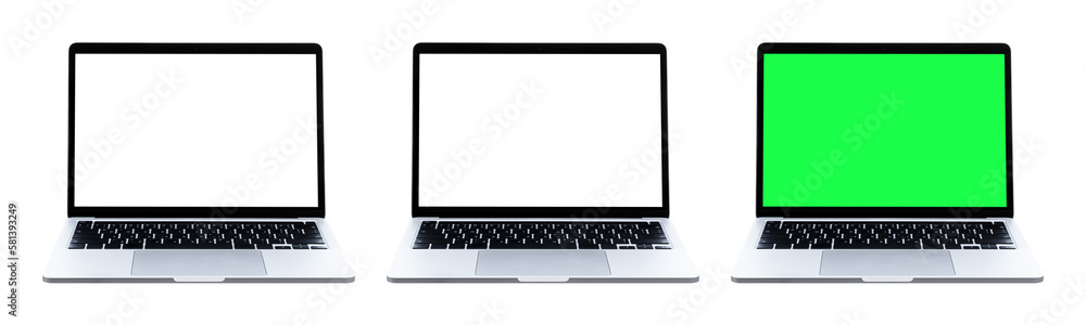 Laptop mockups on transparent background. Set of laptop with blank ...