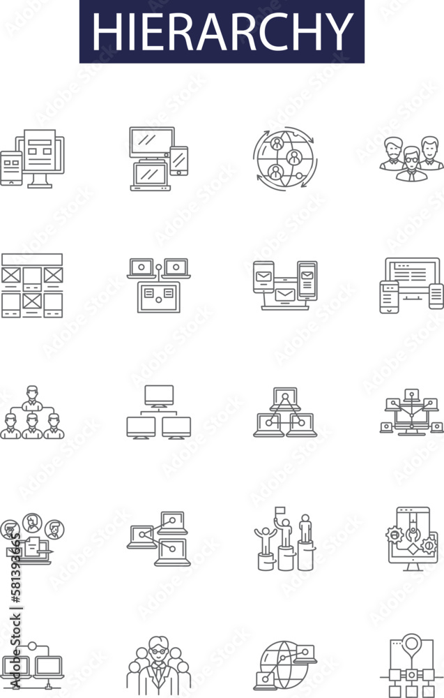 Hierarchy line vector icons and signs. Structure, Rank, Chain, Grade ...