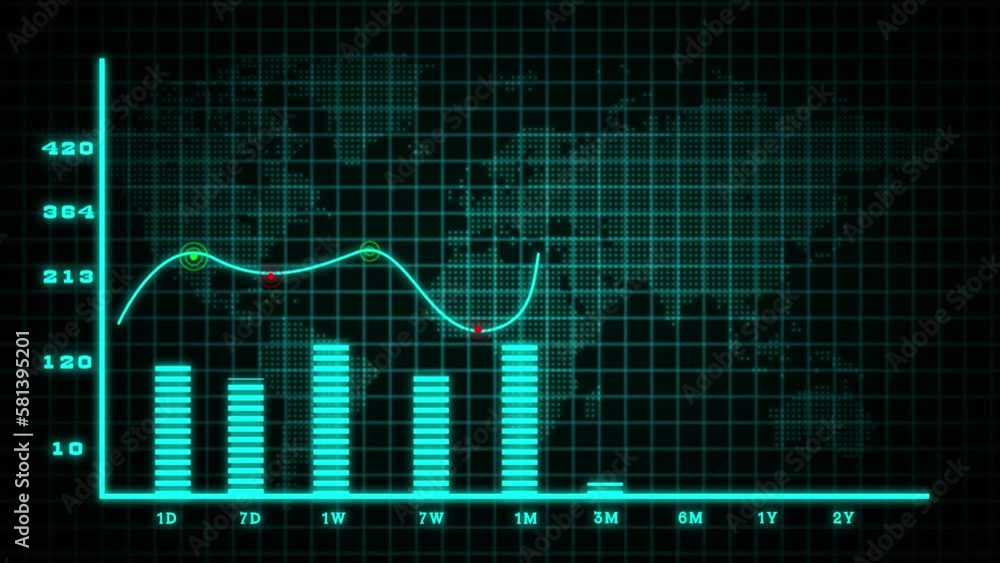 World Growth up a stock market blue chart with Bar Business Graph ...