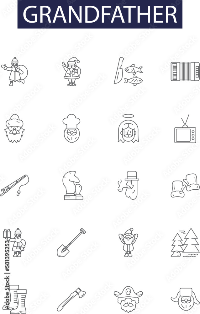 Grandfather line vector icons and signs. Granddad, Grandfather, Pop ...