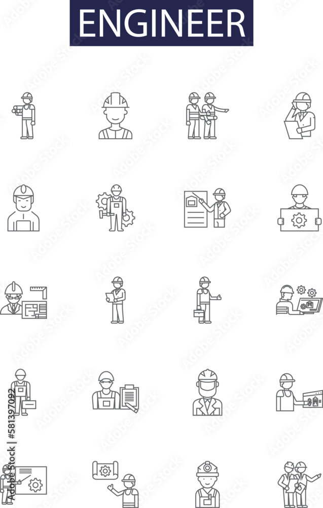 Engineer line vector icons and signs. technologist, technician ...