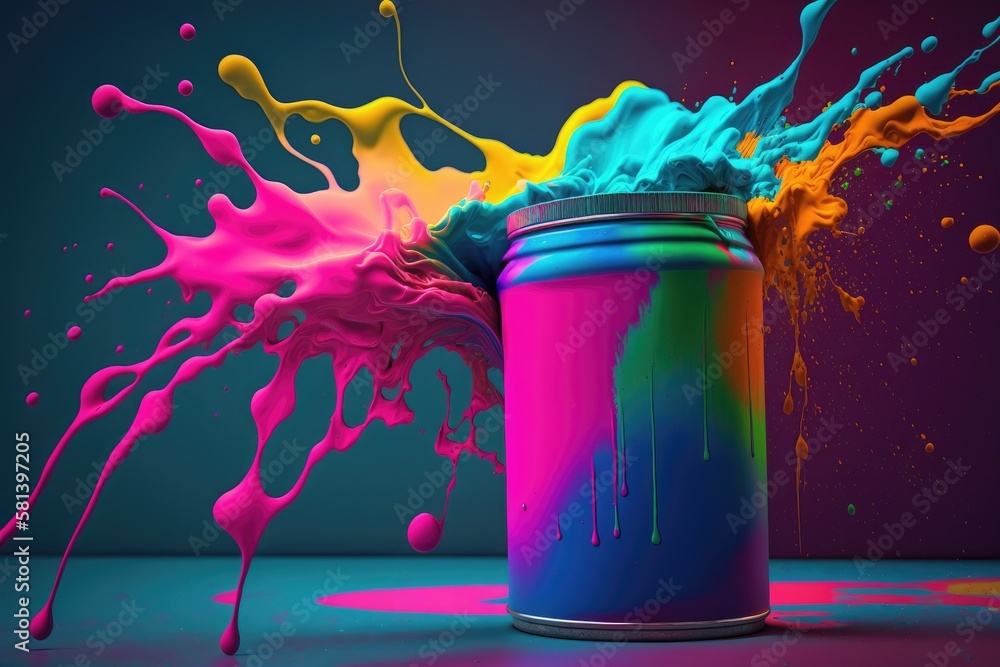 imaginative color scheme. Spraying neon colors from a paint can creates ...