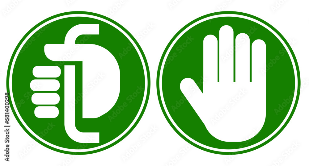 Slide to open signs. Forward or backwards. Hand image with push and ...