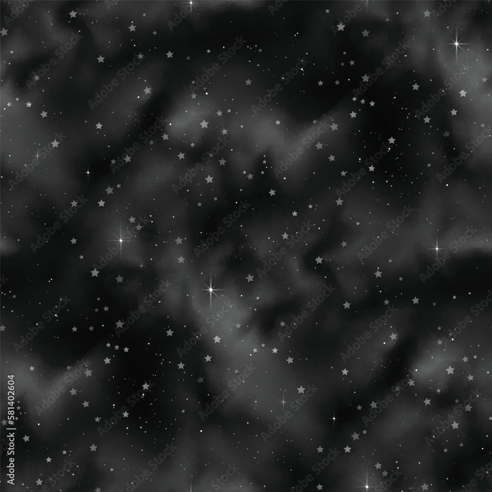 Endless Texture of Cosmic Universe with Cute Stars. Decorative Design ...